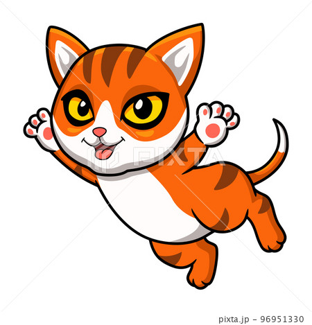 Cute orange tabby cat cartoon flyingのイラスト素材 [96951330] - PIXTA