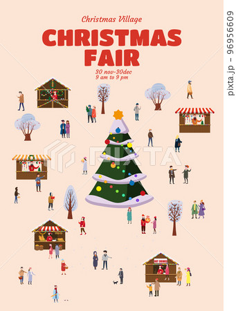 Poster Christmas Fair, background. Xmas fair...のイラスト素材 [96956609] - PIXTA