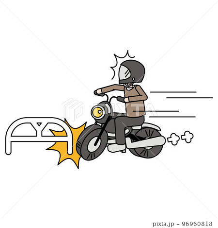 自損事故をおこしたバイクのイラスト素材 [96960818] - PIXTA