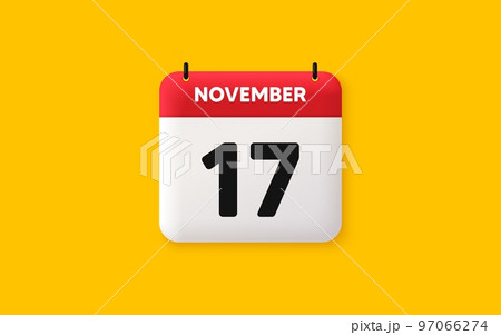 Calendar date 3d icon. 17th day of the month...のイラスト素材 [97066274] - PIXTA