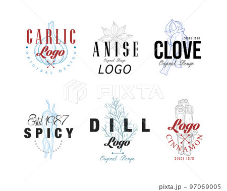 Hand Drawn Spice and Condiment Logo or Emblem...のイラスト素材 [97069005] - PIXTA