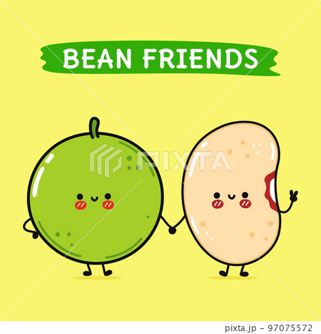 Cute, funny happy bean and peas character....のイラスト素材 [97075572] - PIXTA