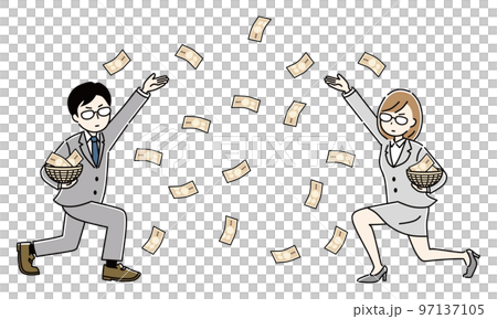 Business person throwing money - Stock Illustration [97137105] - PIXTA