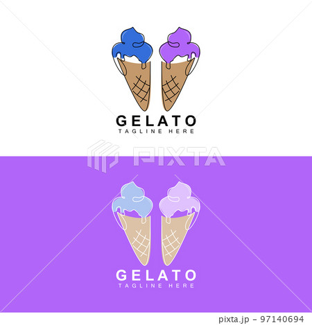 Ice Cream Gelato Logo Design, Sweet Soft Cold...のイラスト素材 [97140694] - PIXTA