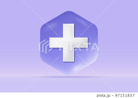 3d Medical emergency plus sign icon Isolated on...のイラスト素材 [97151837 ...