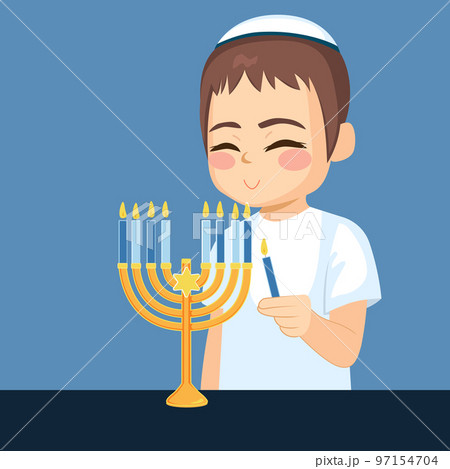 Jewish Boy Lightning Hanukkah Menorahのイラスト素材 [97154704] - PIXTA