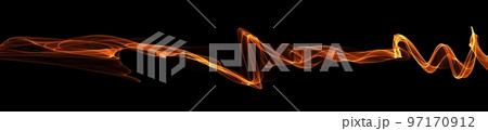 Abstract fire, flames on black background. Wavy...のイラスト素材 [97170912 ...