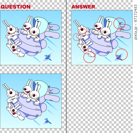 Spot the Difference Quiz_Rabbit UFO - Stock Illustration [97172483] - PIXTA