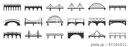 Bridge silhouette. Abstract footbridge...のイラスト素材 [97181011] - PIXTA