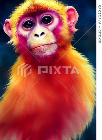Funny adorable portrait headshot of cute Golden...のイラスト素材 [97211585 ...