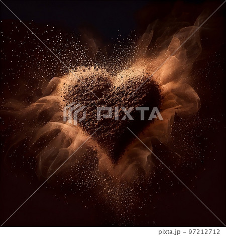 Sand dust heart isolated on black background....のイラスト素材 [97212712] - PIXTA
