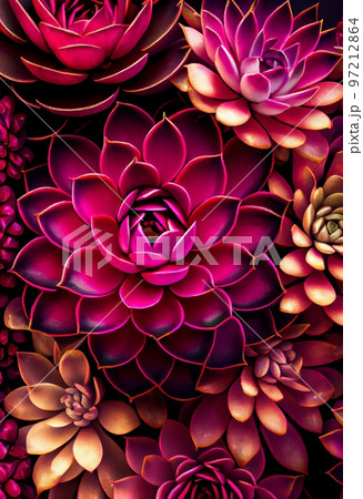 Floral magenta succulent abstract background....のイラスト素材 [97212864] - PIXTA