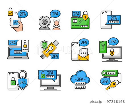 2FA two factor verification color icons or 2...のイラスト素材 [97218168] - PIXTA