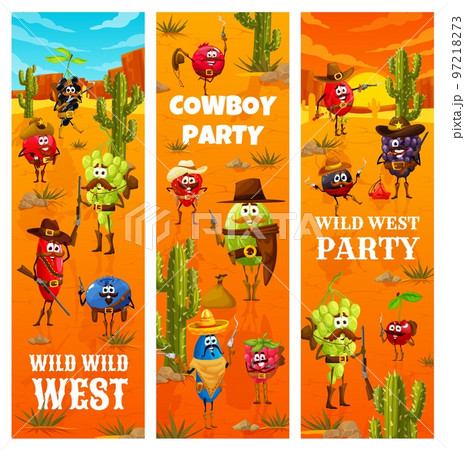 Wild West party berry ranger, cowboy and bandit...のイラスト素材 [97218273 ...