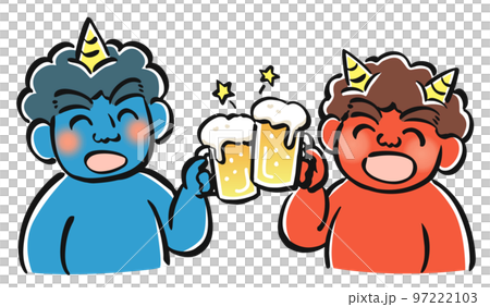 Illustration of red demon and blue demon... - Stock Illustration ...