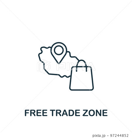 Free Trade Zone icon. Monochrome simple Global...のイラスト素材 [97244852] - PIXTA