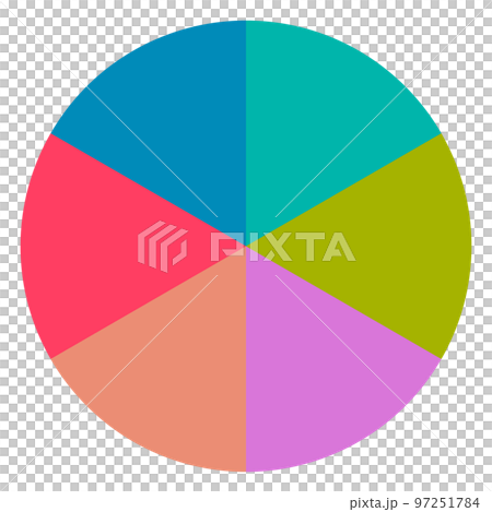 Pie chart with 6 divisions - Stock Illustration [97251784] - PIXTA