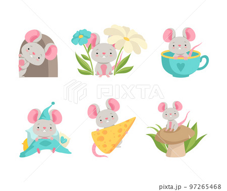 Cute Grey Mouse Character with Pretty Snout...のイラスト素材 [97265468] - PIXTA