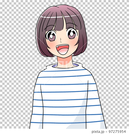 bob hair woman standing picture cartoon material - Stock Illustration ...