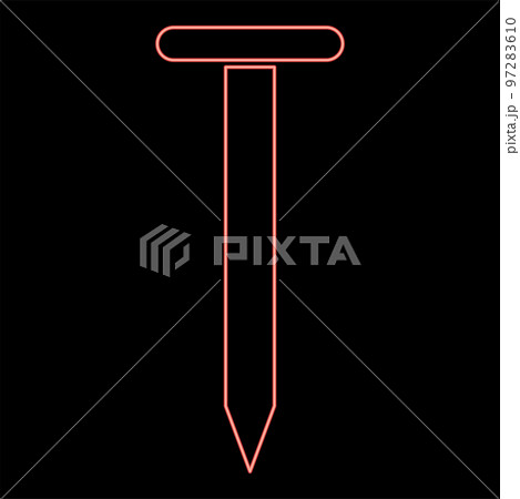 Neon iron nail red color vector illustration...のイラスト素材 [97283610] - PIXTA