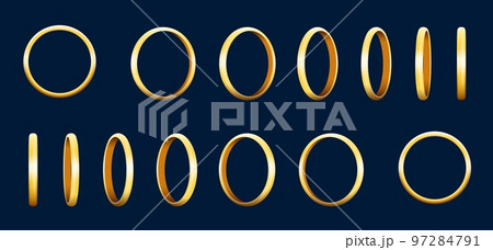 3d golden ring rotate animation, animated game...のイラスト素材 [97284791] - PIXTA