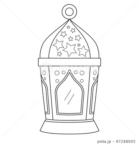 Ramadan Lantern Isolated Coloring Page for Kidsのイラスト素材 [97288005] - PIXTA