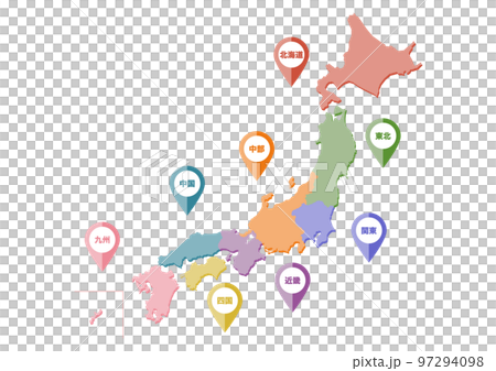 Japan map illustration: Japanese regional... - Stock Illustration ...