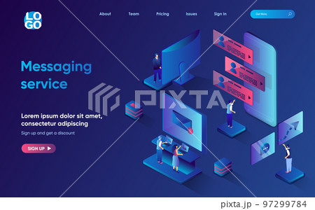 Messaging service concept 3d isometric web...のイラスト素材 [97299784] - PIXTA