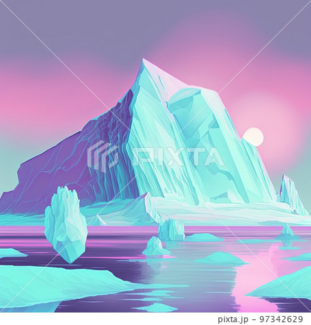 Upper and lower part of blue and purple iceberg...のイラスト素材 [97342629 ...