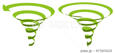 渦巻状の緑のリボン矢印 上昇と下降 ベクターイラストレーションのイラスト素材 [97365020] - PIXTA