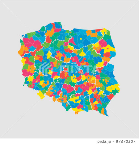 Vector map country Poland divided on countiesのイラスト素材 [97370207] - PIXTA