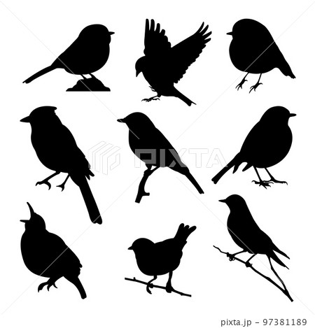 Sitting Bird Silhouette Vector
