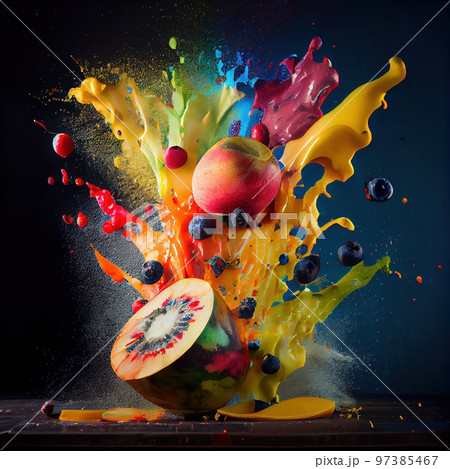 The tastiest fruit cocktail. An explosion of...のイラスト素材 [97385467] - PIXTA