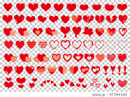 Set of heart marks of various shapes red - Stock Illustration [97394100 ...