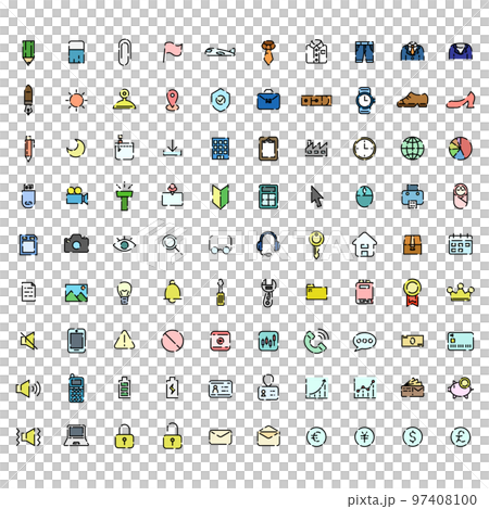 color dotted line business icon set - Stock Illustration [97408100] - PIXTA