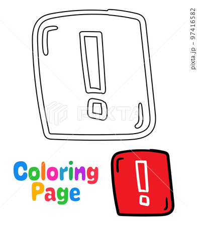 Coloring page with Attention sign for kidsのイラスト素材 [97416582] - PIXTA