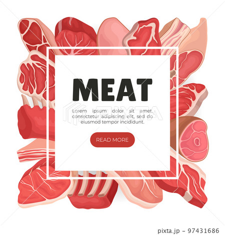 Meat Products Banner Design with Beef Steak,...のイラスト素材 [97431686] - PIXTA