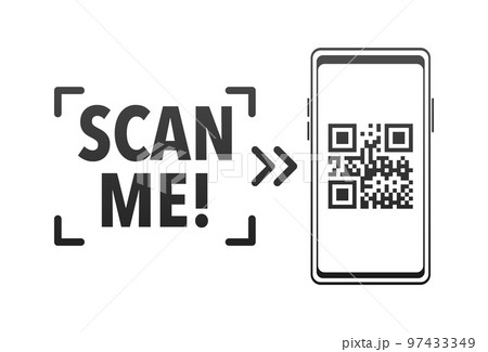Scan me icon with QR code. Inscription scan me....のイラスト素材 [97433349 ...