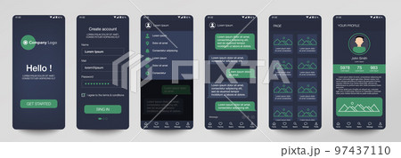 Design of mobile app Chat room, UI, UX, GUI....のイラスト素材 [97437110] - PIXTA