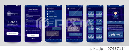 Design of mobile app Chat room, UI, UX, GUI....のイラスト素材 [97437114] - PIXTA