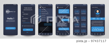 Design of mobile app Chat room, UI, UX, GUI....のイラスト素材 [97437117] - PIXTA