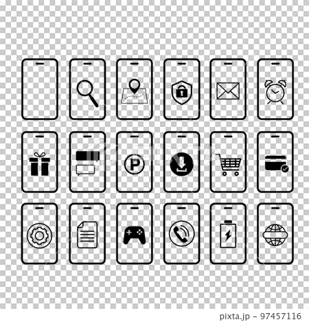 Smartphone icon set - Stock Illustration [97457116] - PIXTA