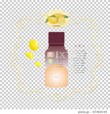 Lemon essential oil ingredient list, ingredient... - Stock Illustration ...