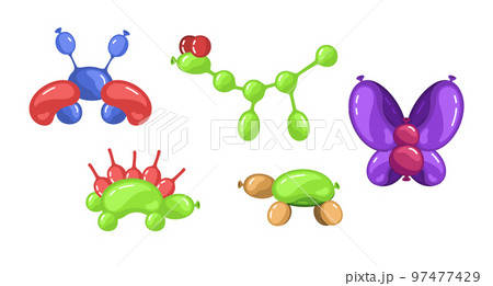 Set of Balloon Animals Crab, Turtle, lizard,...のイラスト素材 [97477429] - PIXTA