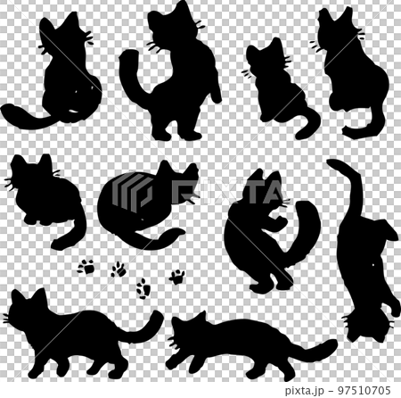 Cat rough silhouette illustration set - Stock Illustration [97510705 ...