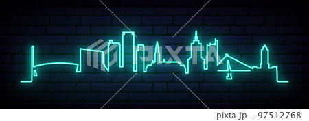 Blue neon skyline of Helsinki.のイラスト素材 [97512768] - PIXTA