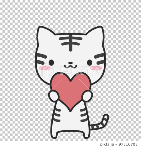 White tiger with a red heart - Stock Illustration [97516705] - PIXTA