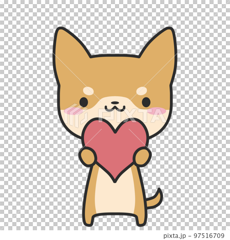 Shiba Inu with a red heart - Stock Illustration [97516709] - PIXTA