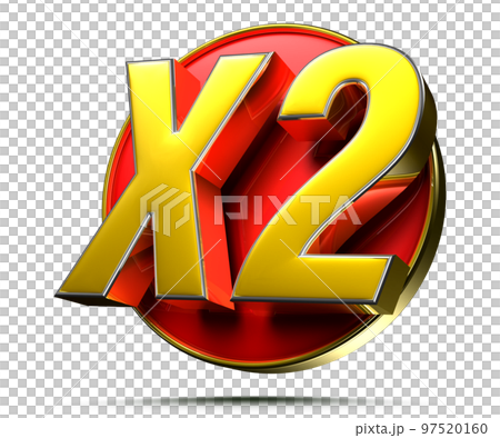 Gold X2 red circle 3D. - Stock Illustration [97520160] - PIXTA