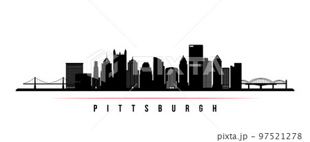 Pittsburgh skyline horizontal banner. のイラスト素材 [97521278] - PIXTA